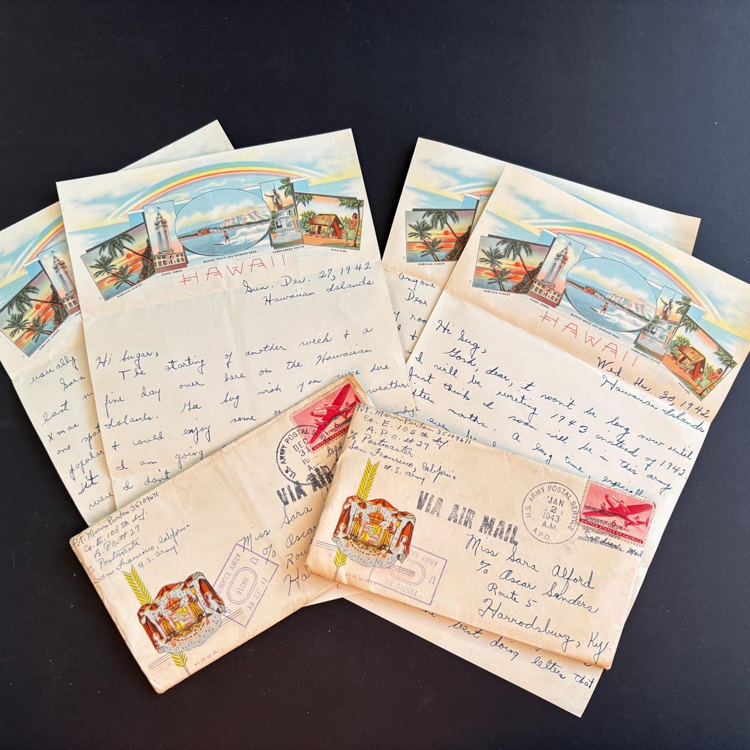 2) Ww2 Letters- Hawaii. Antique/vintage Personal Handwritten Documents ...