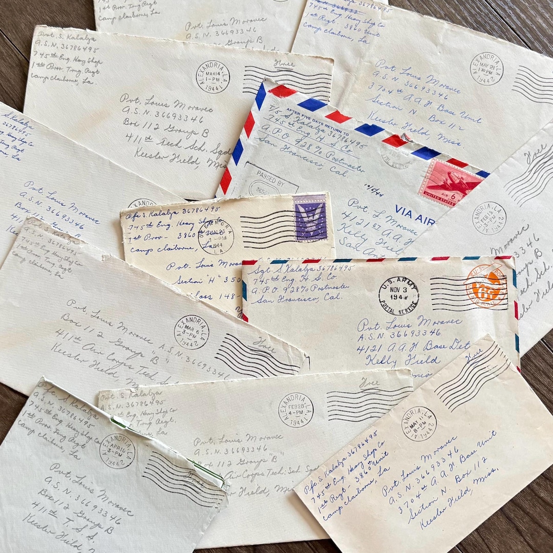 12 Vintage WW2 American Letters-1940s- Handwritten/typed Documents ...