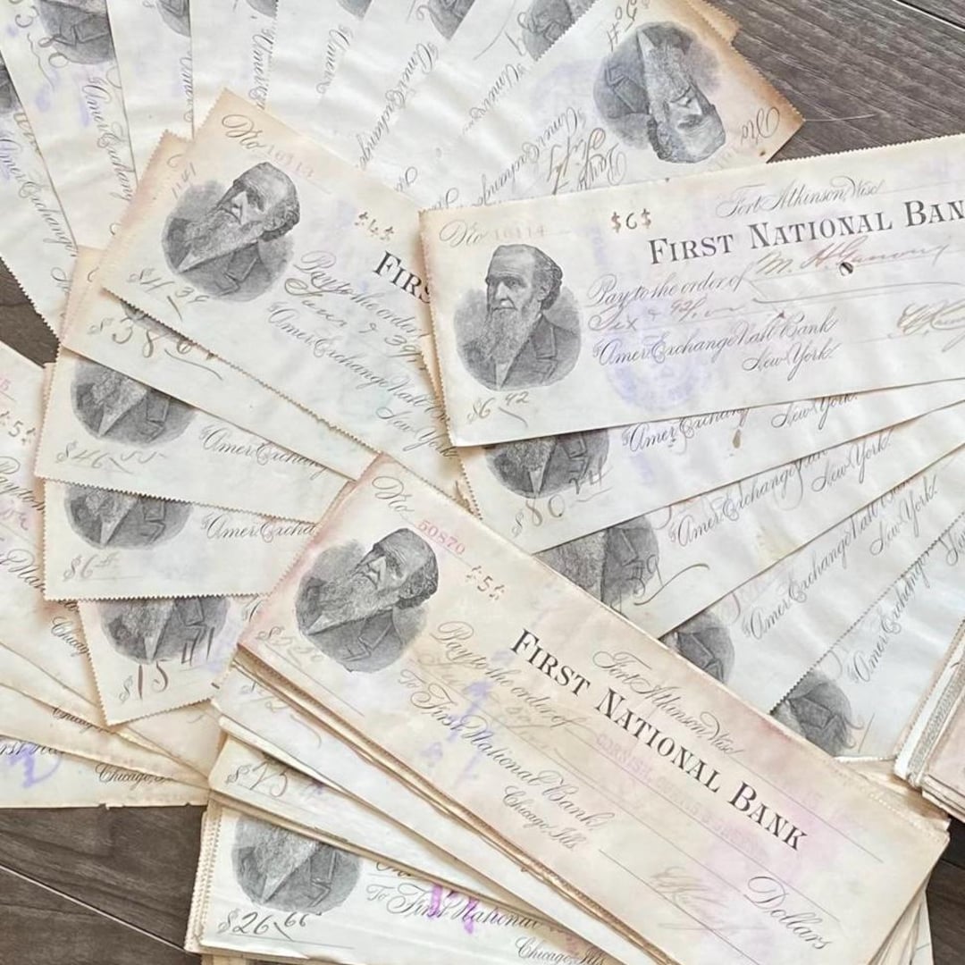 Antique Bank Checks. 1880’s. First National. Vintage Paper Ephemera ...