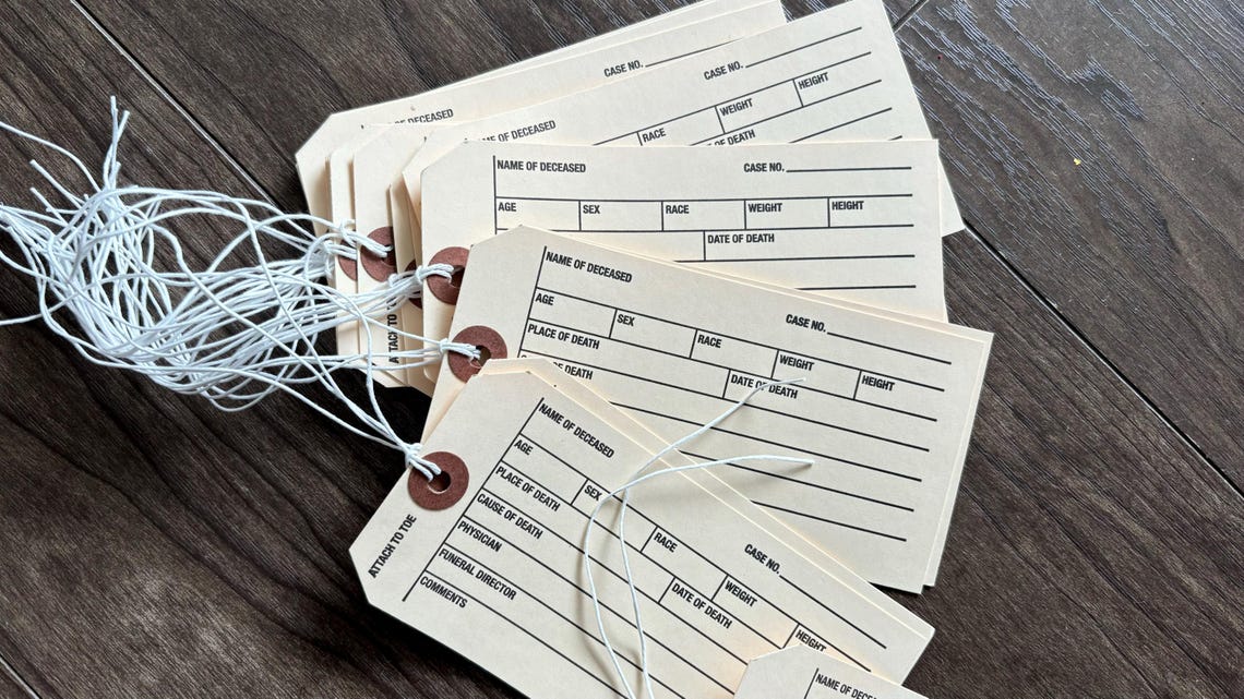 Unused Mortuary Toe Tags: Macabre Funeral Oddities, Crafts - Etsy