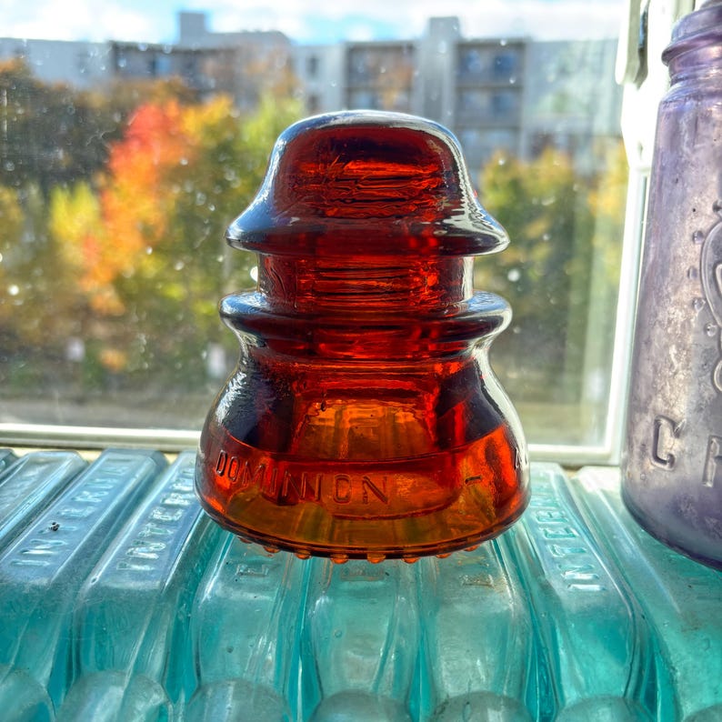 RARE Honey Red! Antique Amber Glass Insulator: Telegraph Railway Decor ...