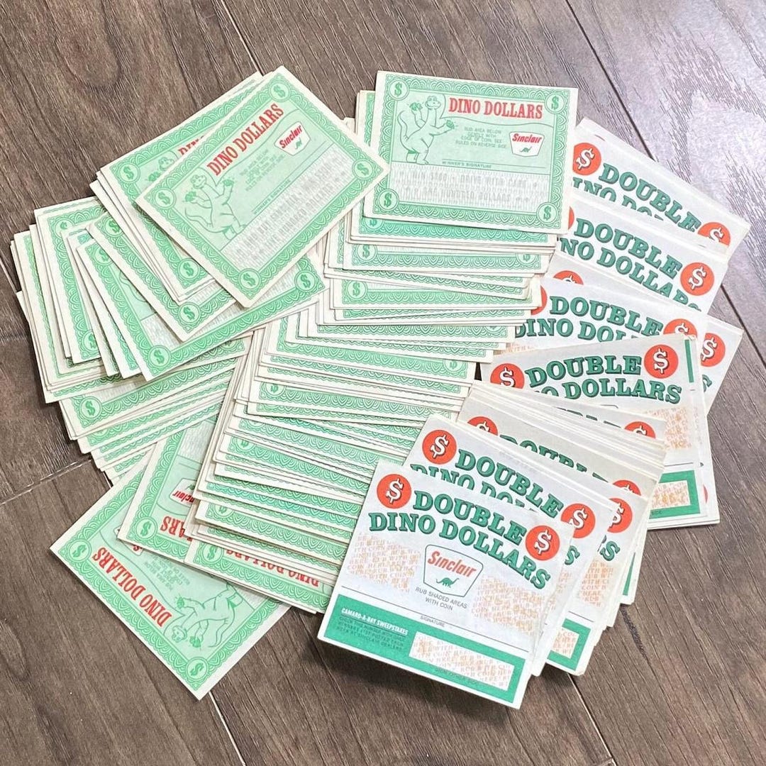 SETS OF 5) Vintage Scratch Tickets-dino Dollars 1960’s. Paper Ephemera ...