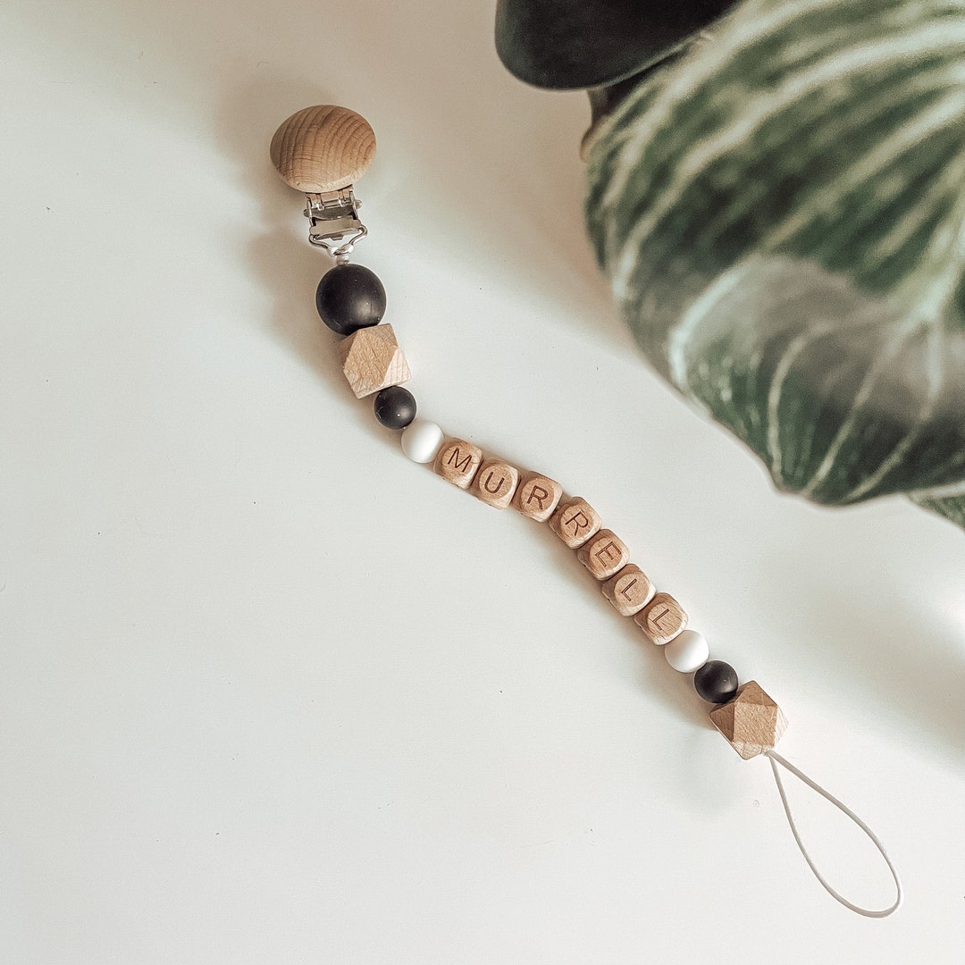 Personalized BLACK & WHITE Pacifier Clip - Etsy