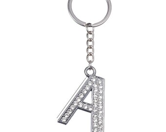 Metal Rhinestone Letter Keychain - Etsy