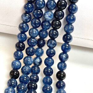 Navy Blue Quartz Smooth Round Shape Beads, 16 Long Size 8mm Blue Color ...