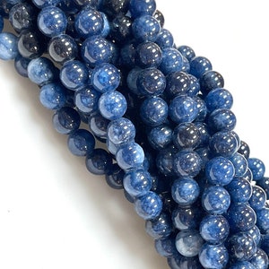 Navy Blue Quartz Smooth Round Shape Beads, 16 Long Size 8mm Blue Color ...