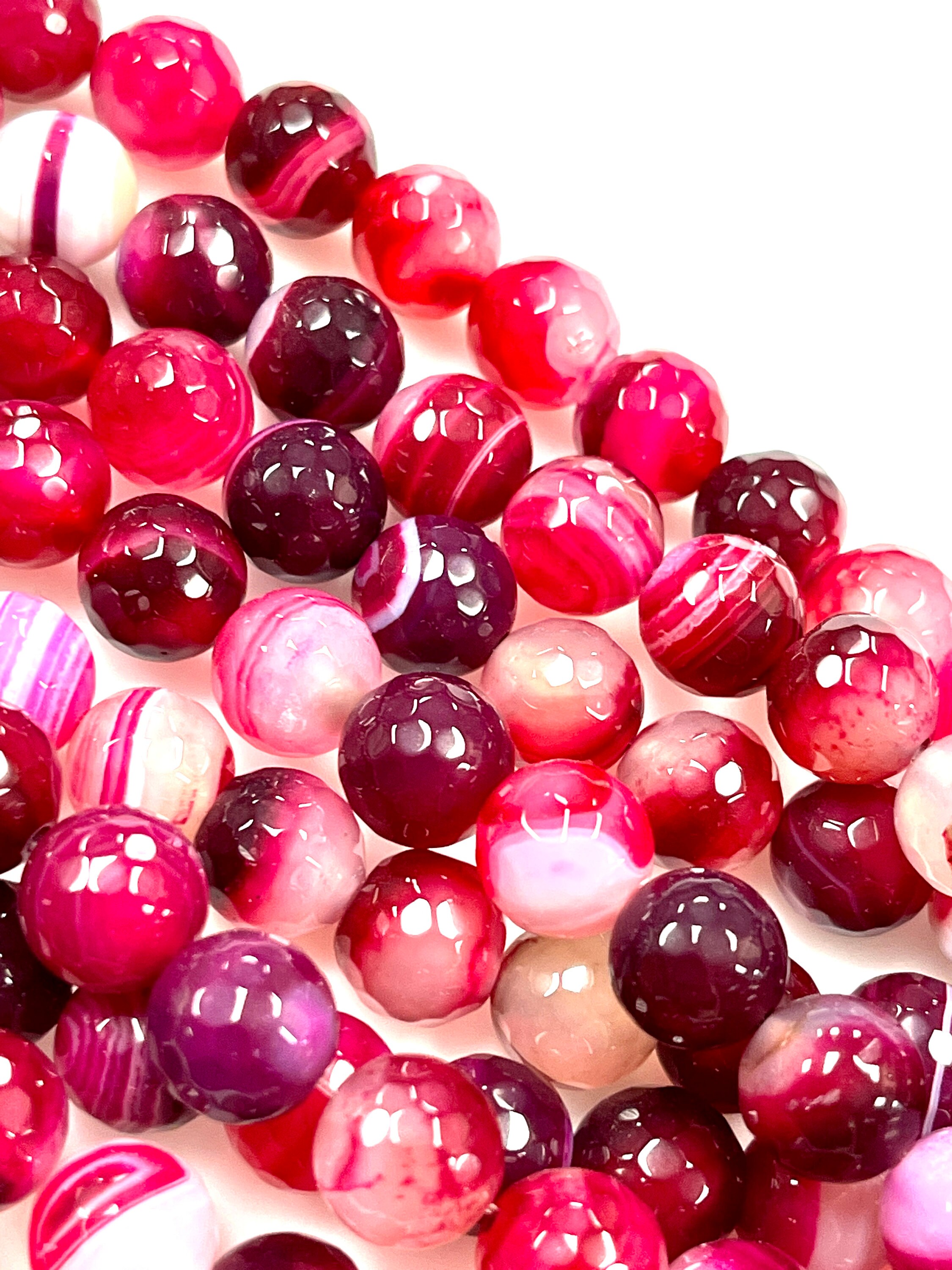 Natural Fuchsia Agate Faceted Gemstone Beads Round 4mm 6mm - Etsy UK