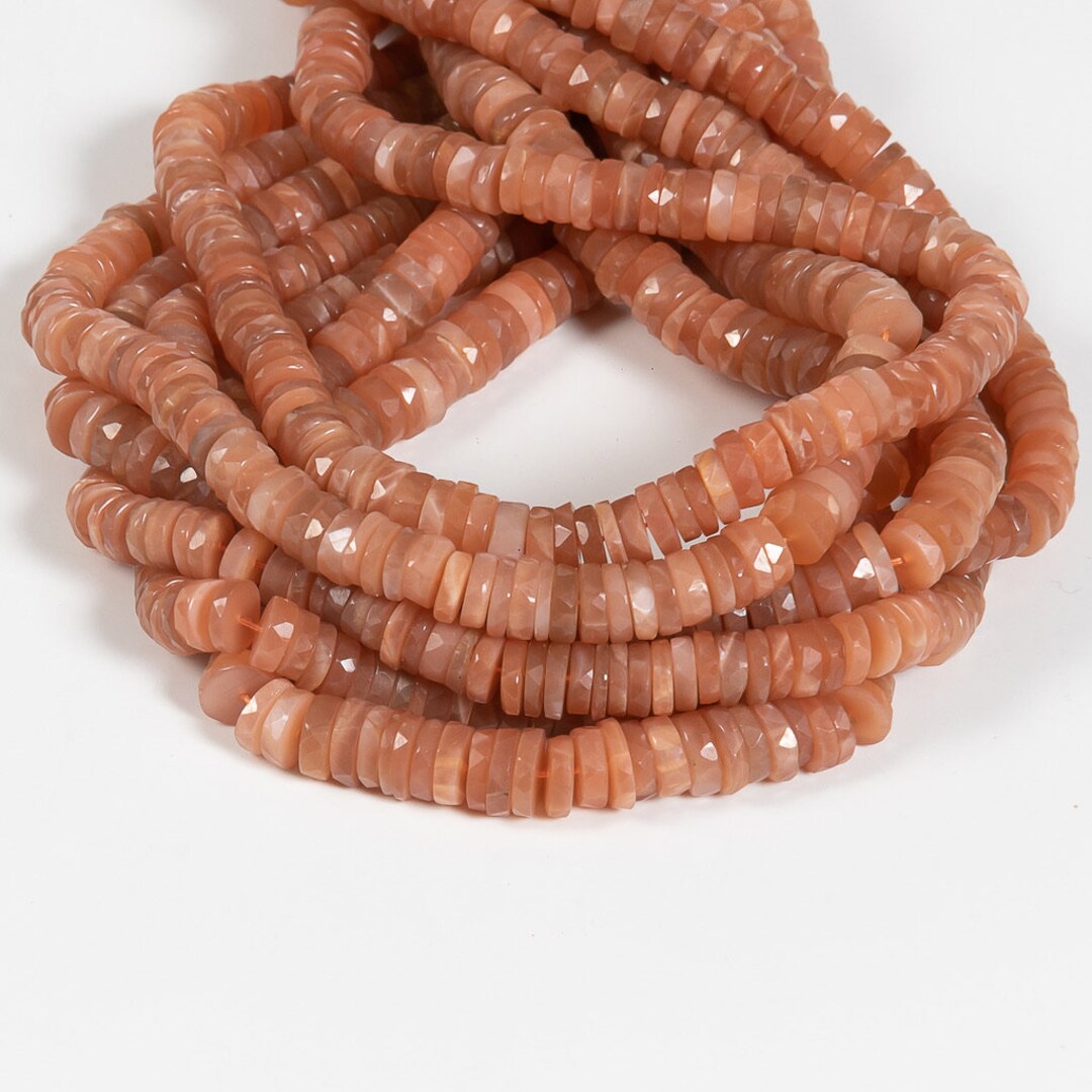 Sunstone Natural Gemstone Faceted Heishi Disc Rondelle Beads, Tyre ...