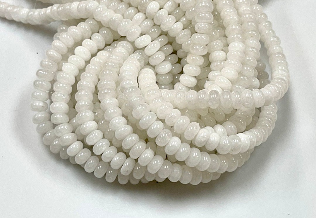 8mm White Quartz Smooth Rondelle, White Quartz Beads, Clear Quartz ...