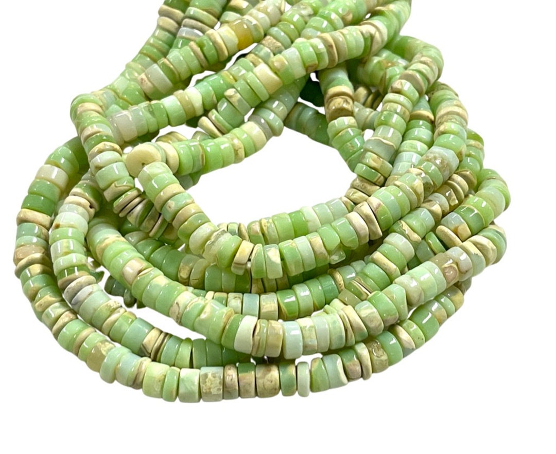 Parrot Green Peruvian Opal Natural Gemstone Heishi Disc Tyre - Etsy