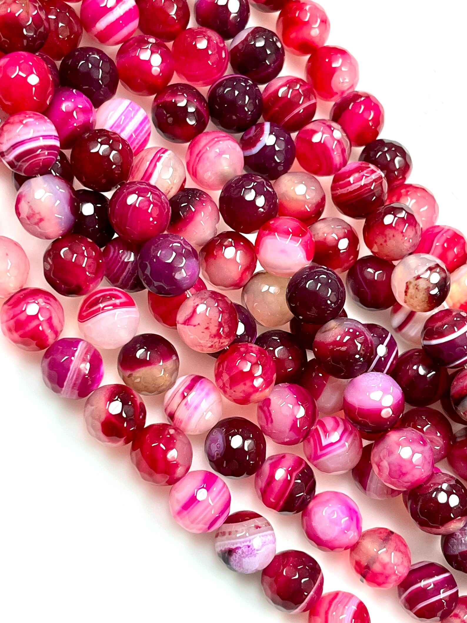 Natural Fuchsia Agate Faceted Gemstone Beads Round 4mm 6mm - Etsy UK