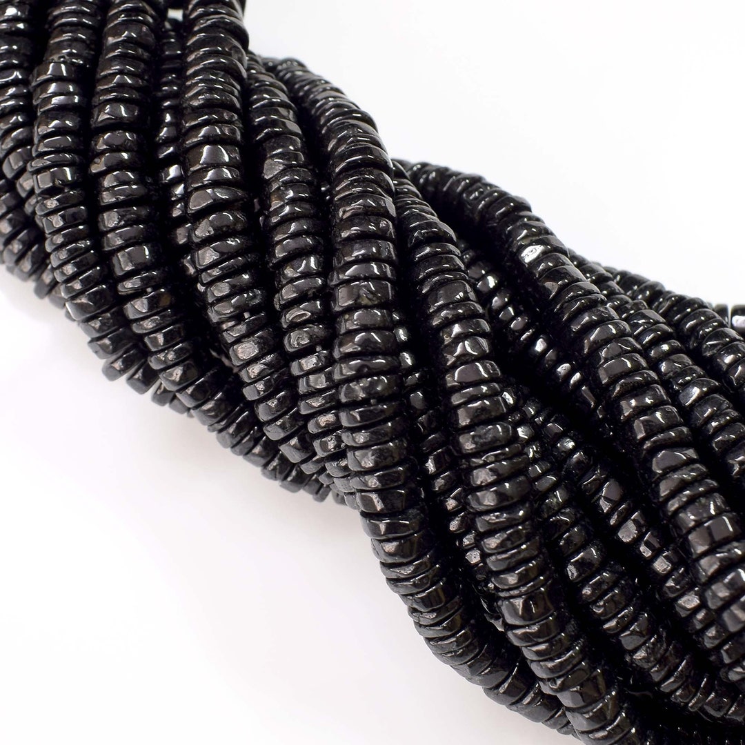 Natural Black Spinal Gemstone Heishi Disc Shape Beads 4-5mm - Etsy