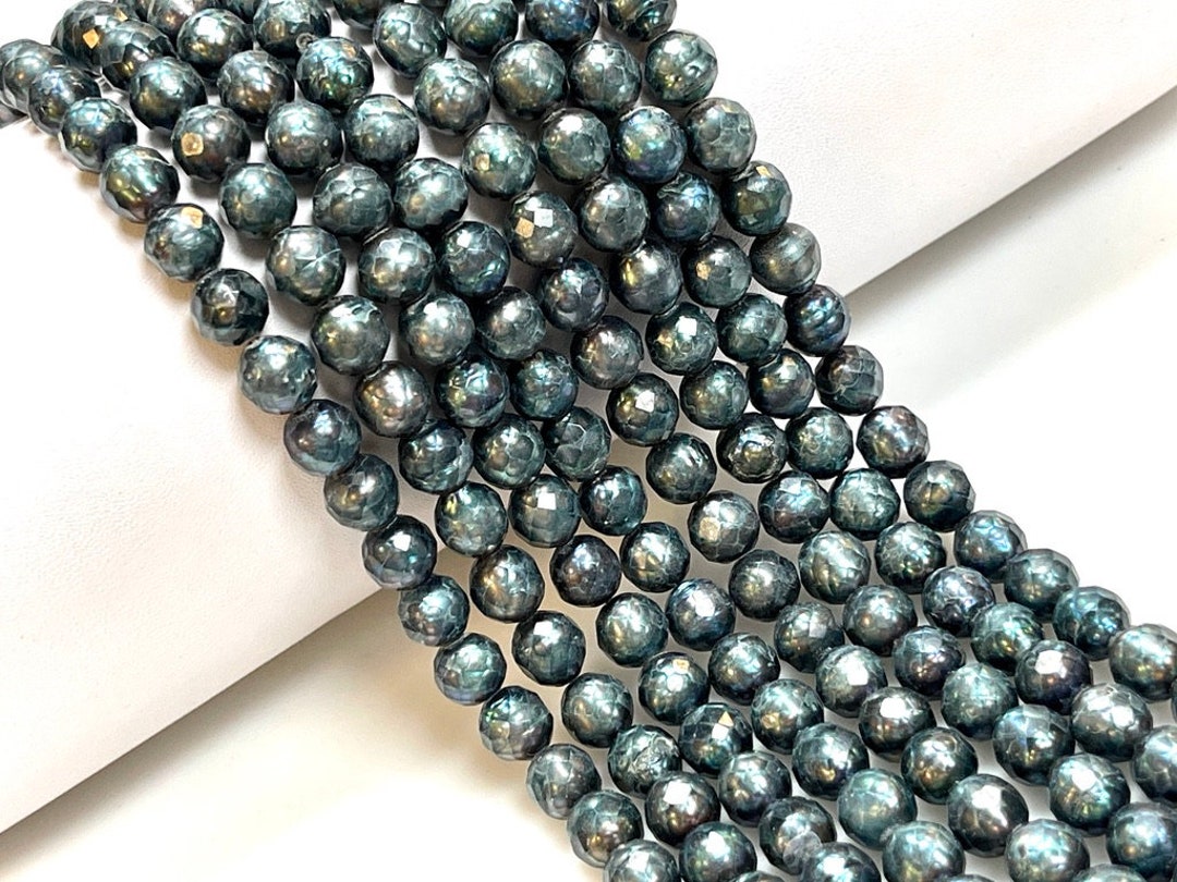 Natural Freshwater Pearl Semi Round Faceted Pearls 8mm, Full 16 Strands ...