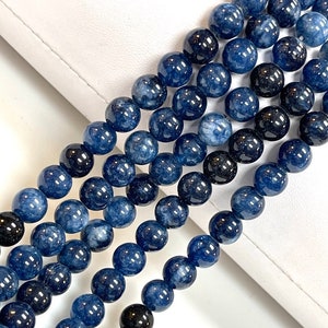 Navy Blue Quartz Smooth Round Shape Beads, 16 Long Size 8mm Blue Color ...