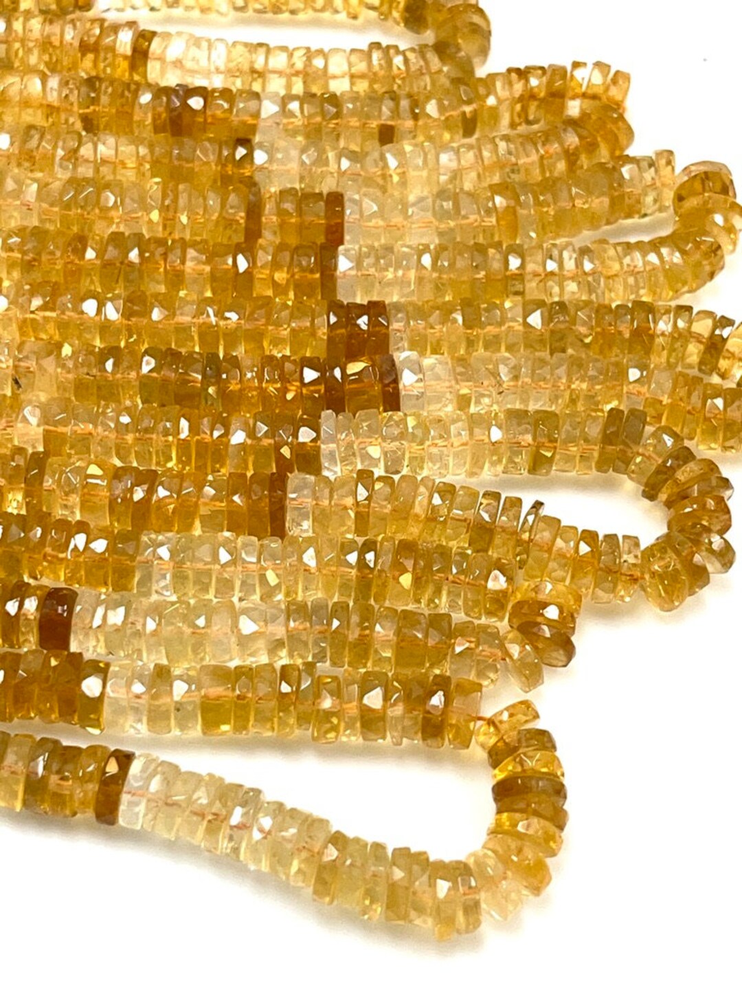 Faceted Citrine Natural Gemstone Heishi Disc Shape, Tyre Shape Beads ...