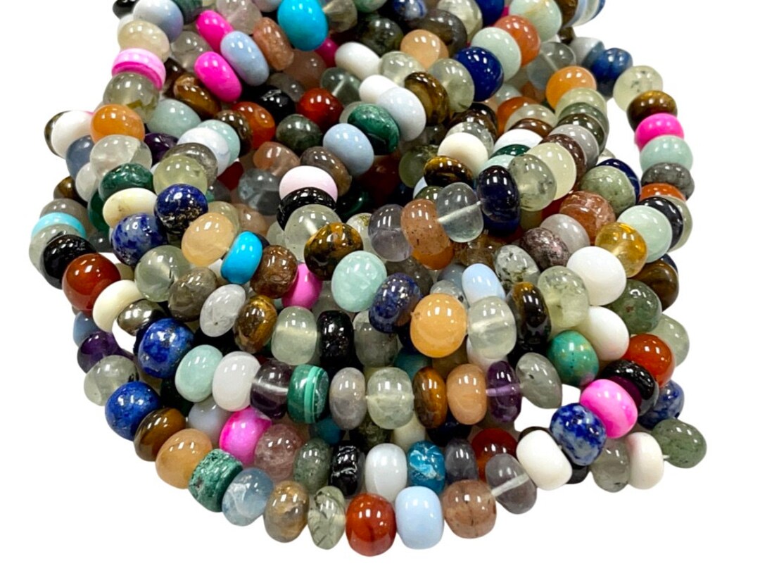 Mixed Gemstones Rondelle Shape Beads Strand Size 8mm Yoga Healing ...