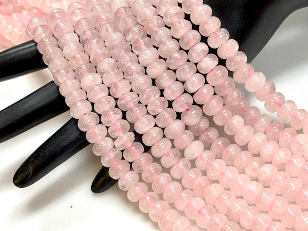 8mm Rose Quartz Smooth Rondelle, Rose Quartz Beads, Rose Quartz Plain ...