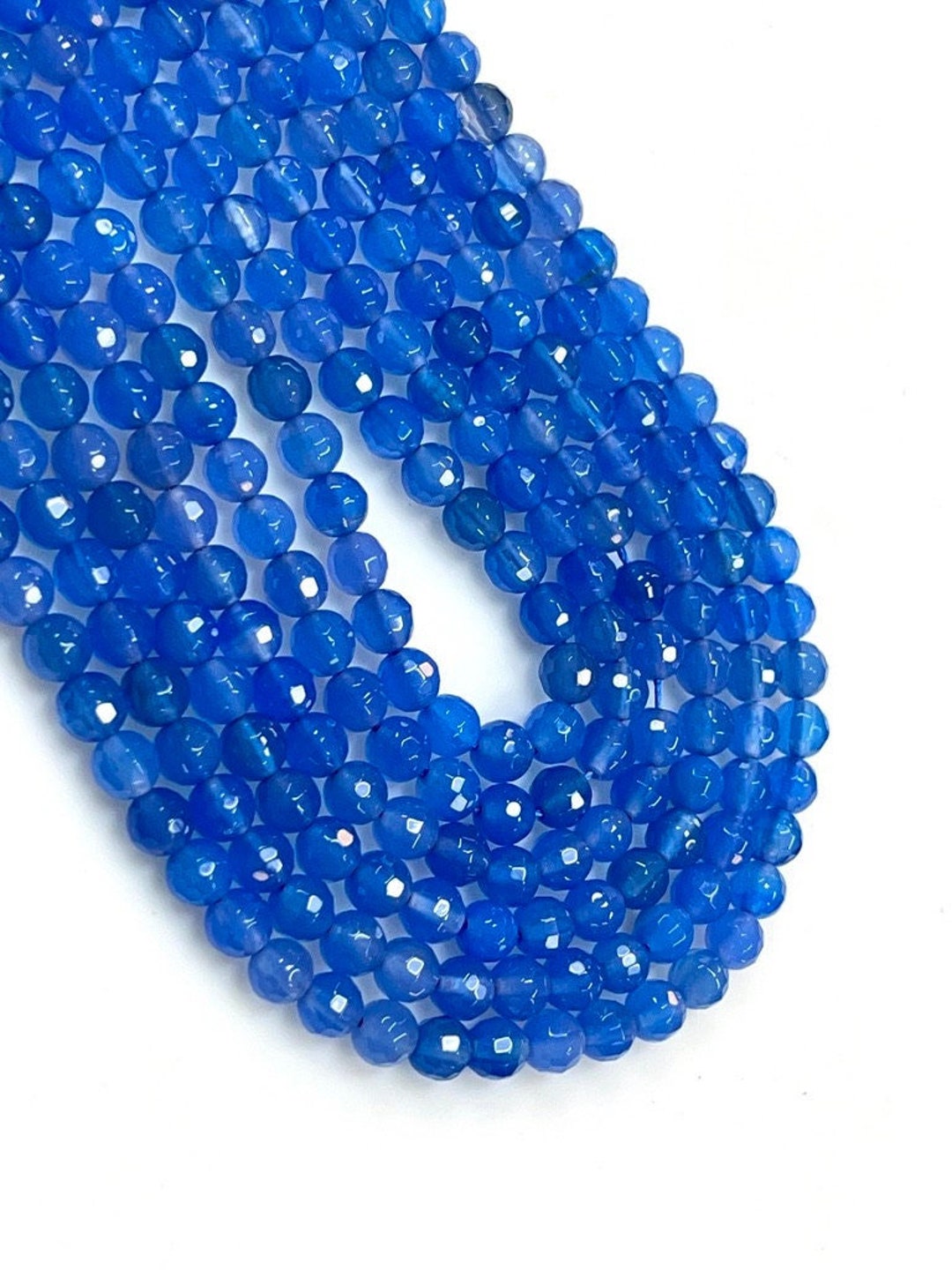 Blue Quartz Faceted Round Shape Beads, 16 Long Size 6mm Blue Color ...