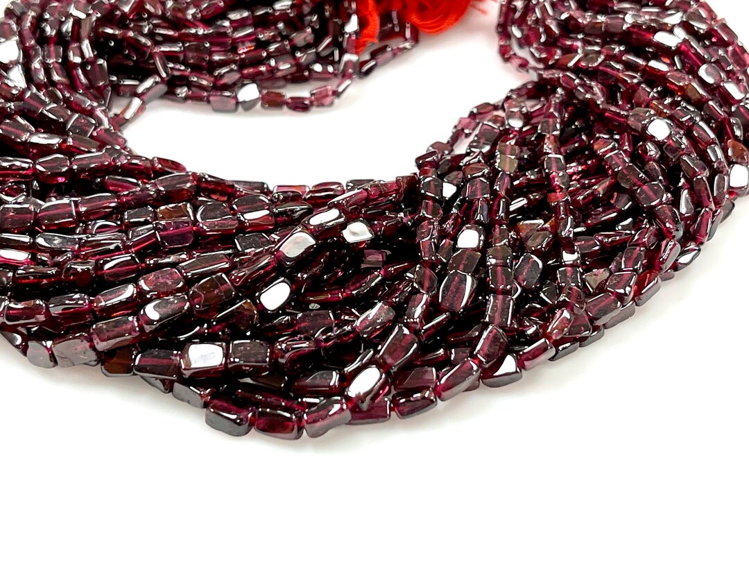Natural Garnet Gemstone Rectangular Shape Handmade Beads Size - Etsy