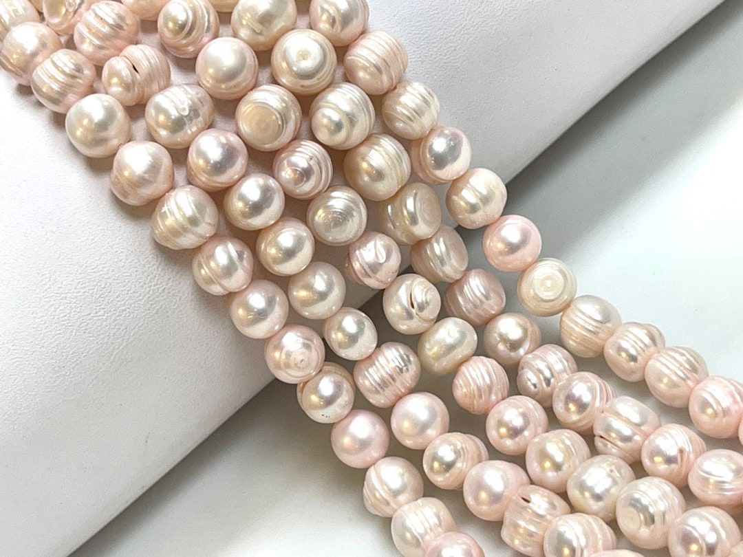 Natural Freshwater Pearl Semi Round Pearls 9mm, Full 16 Strands of ...