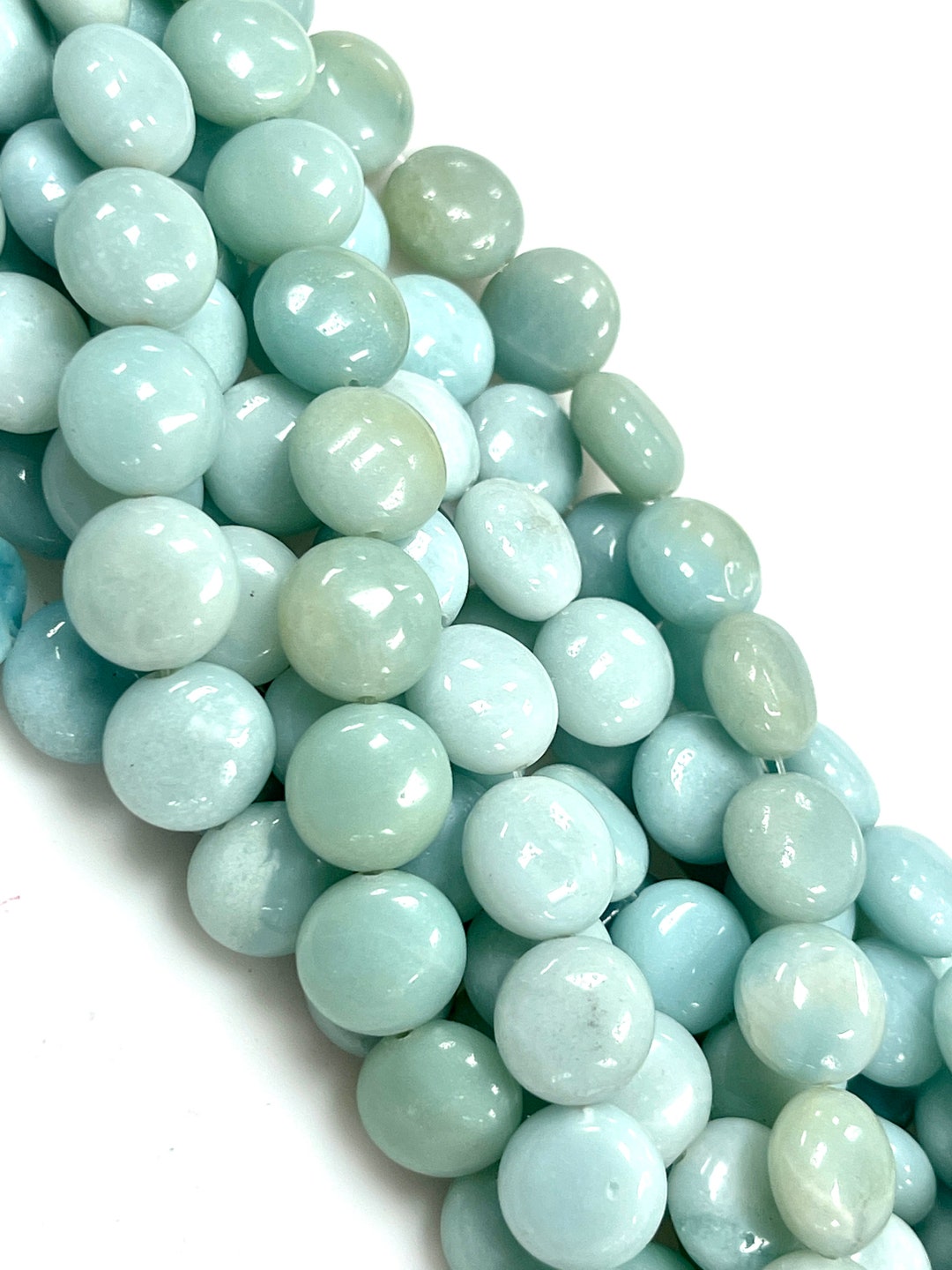 Amazonite Natural Gemstone Coin Shape Beads Strand Beads Size 12mm ...