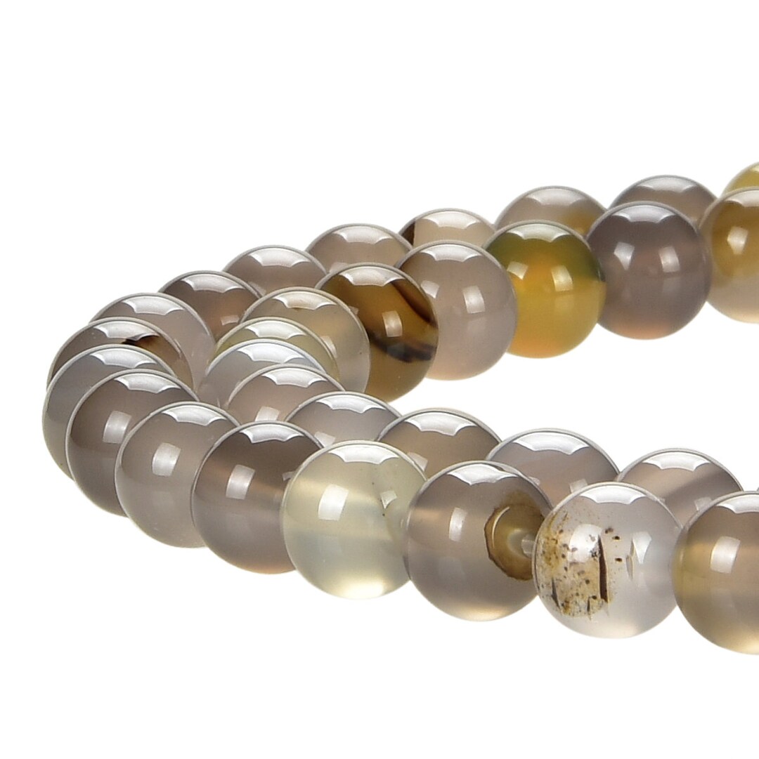 Natural Grey Banded Stripe Agate Gemstone Beads Round, 4mm 6mm 8mm Full ...