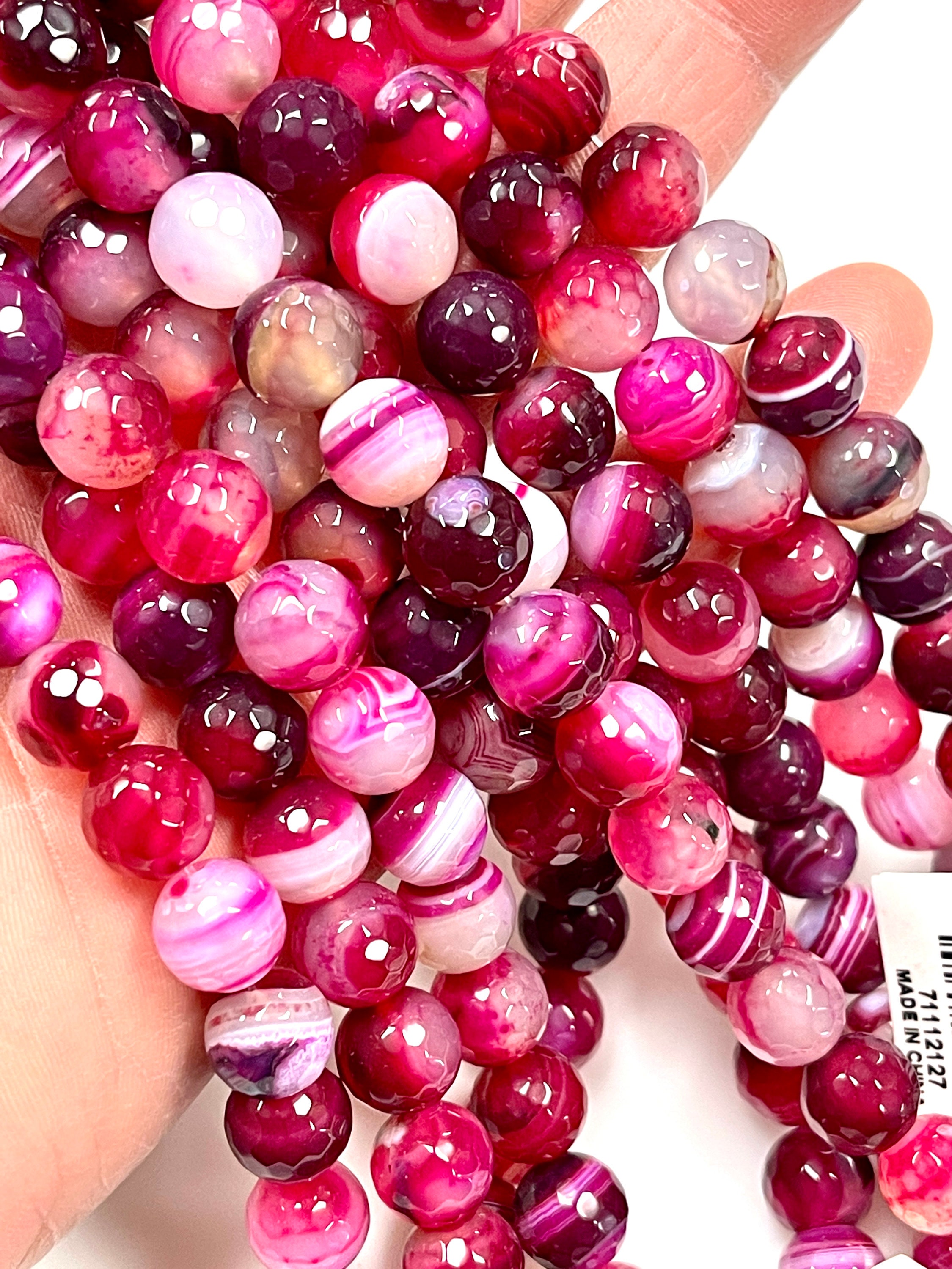 Natural Fuchsia Agate Faceted Gemstone Beads Round 4mm 6mm | Etsy