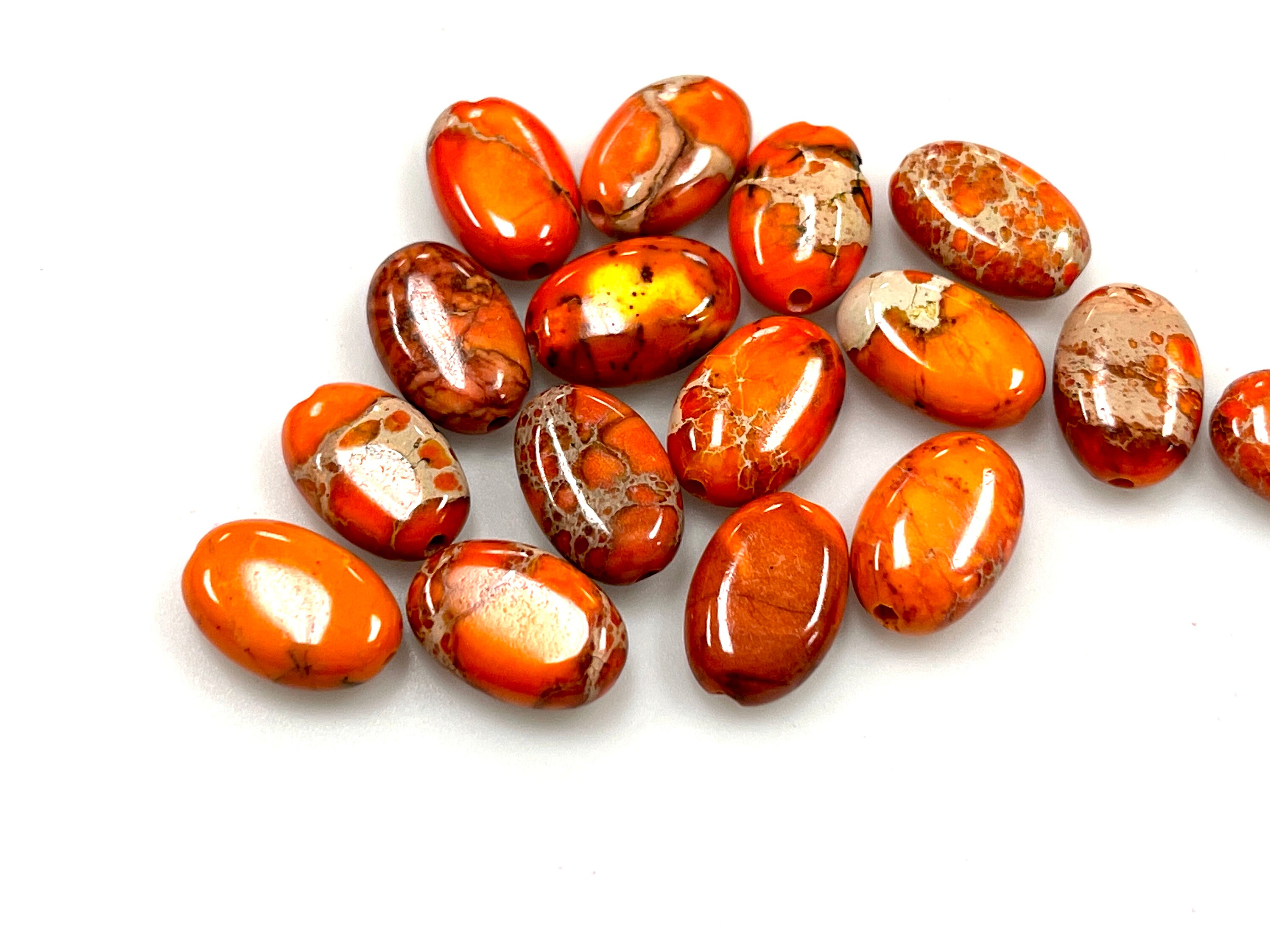 Natural Jasper Oval Beads 12x8mm Imperial Jasper Orange | Etsy