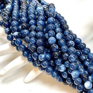 Navy Blue Quartz Smooth Round Shape Beads, 16 Long Size 8mm Blue Color ...