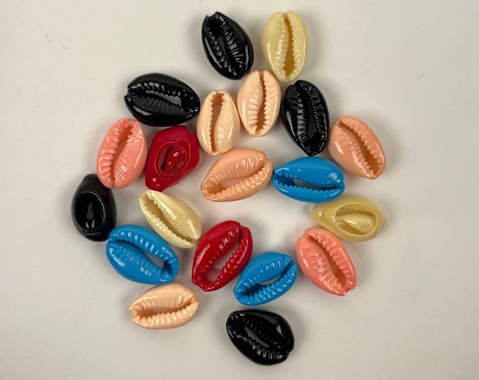 Cowrie Shell Beads - 20 Pieces of Colorful Cowrie Shells for DIY ...