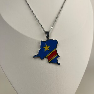 Congo Map With Flag Necklace - Etsy