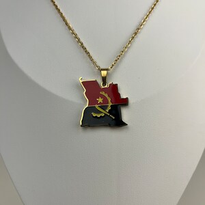Angola Map With Flag Necklace - Etsy