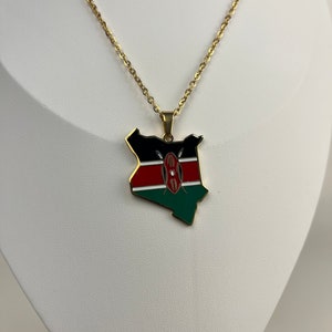 Kenya Map With Flag Necklace - Etsy