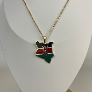 Kenya Map With Flag Necklace - Etsy
