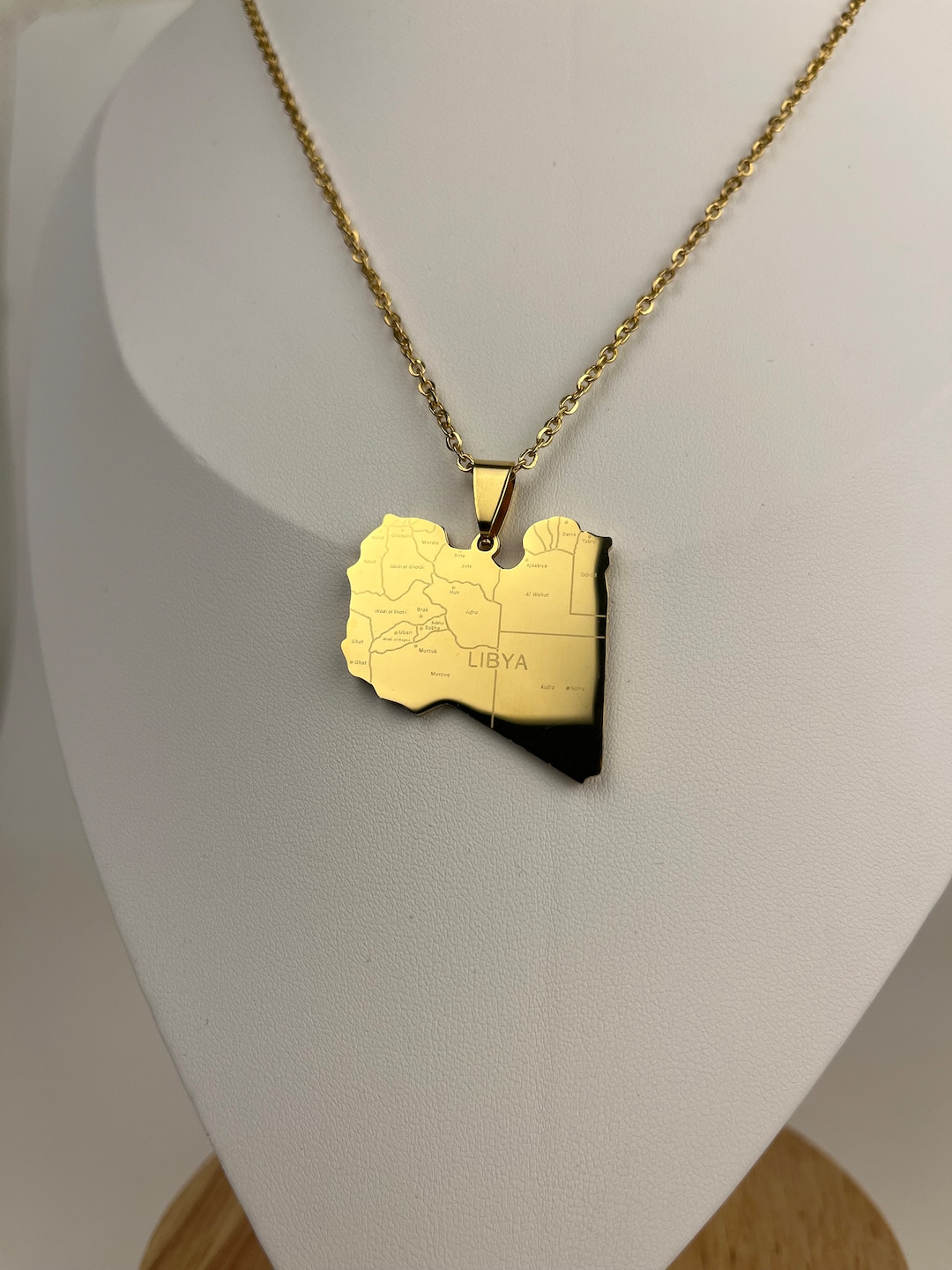 Libya Map Necklace - Etsy