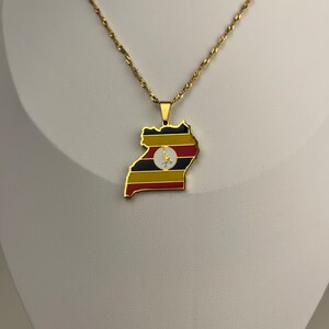 Uganda Map With Flag Necklace - Etsy
