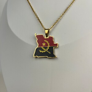 Angola Map With Flag Necklace - Etsy