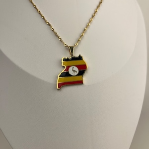 Uganda Map With Flag Necklace - Etsy