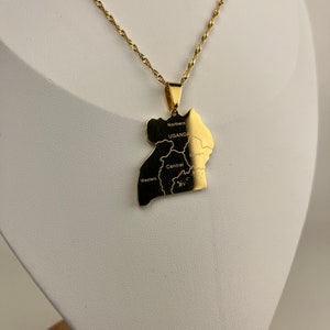 Uganda Map With Flag Necklace - Etsy
