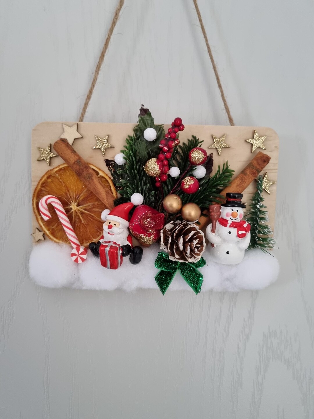 Mini rondin et plaque en bois artisanale décoré avec les personnages de ...