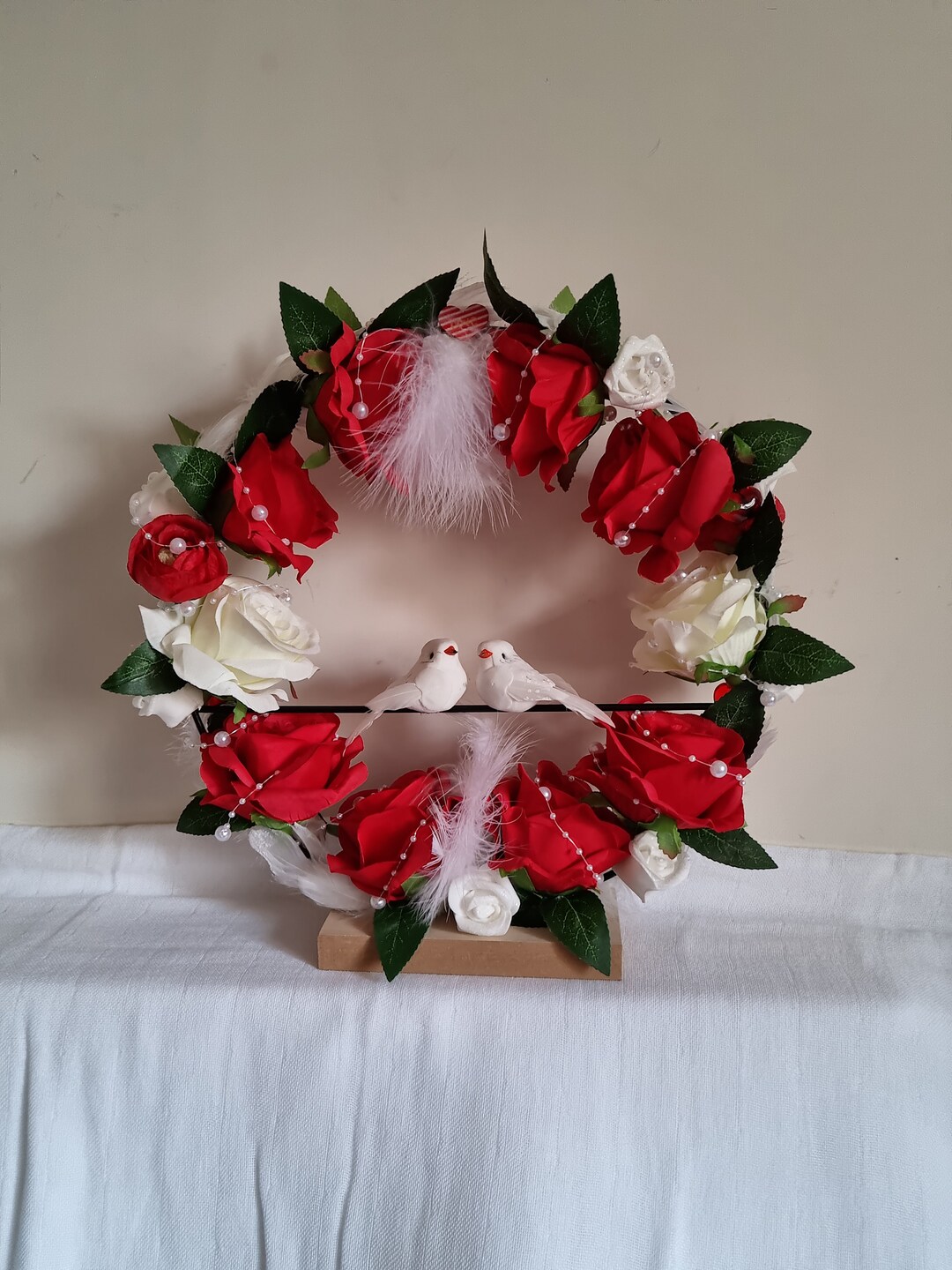 Black Metal Circle to Pose Decorated With Red and White Roses of Beaded ...