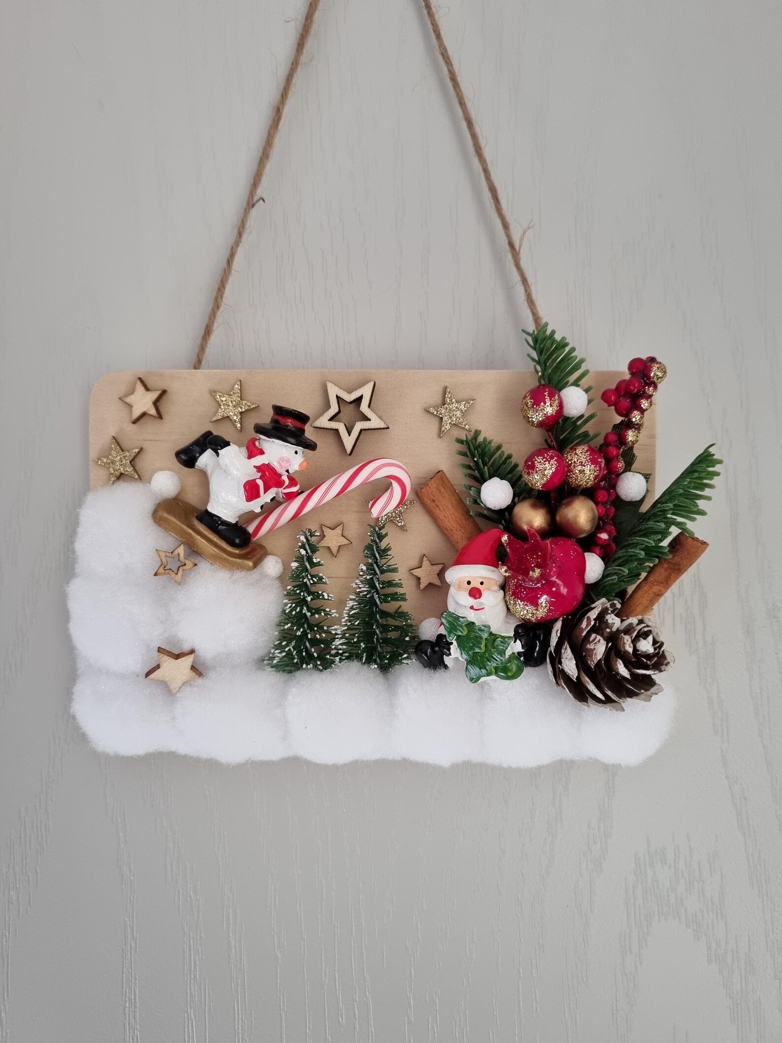 Mini rondin et plaque en bois artisanale décoré avec les personnages de ...