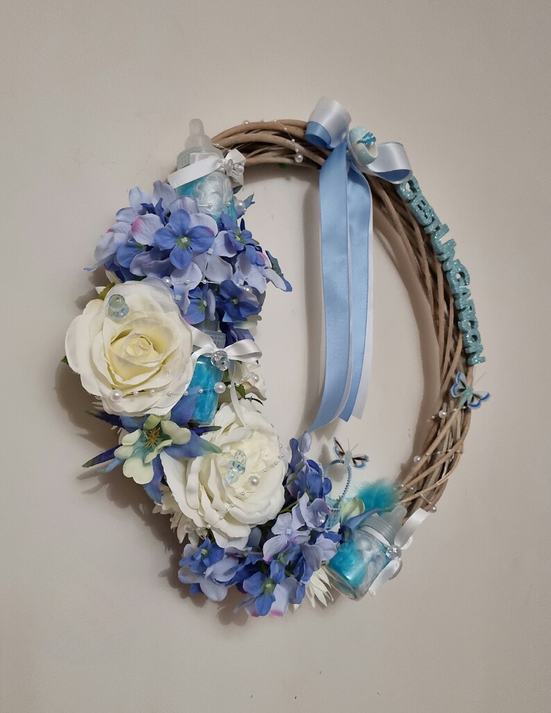 Handcrafted Wicker Crown Decorated With White Gerbera Hydrangeas Pinks ...