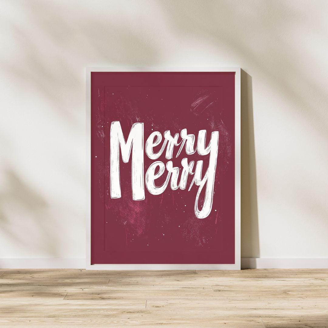 Modern Christmas Poster | Merry Christmas Print | Christmas Decor ...