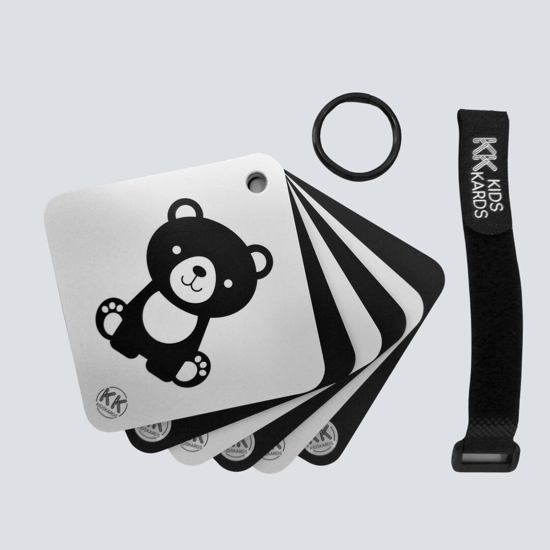 NEW Travel Stroller Ring Black White Baby Sensory Development Flash ...