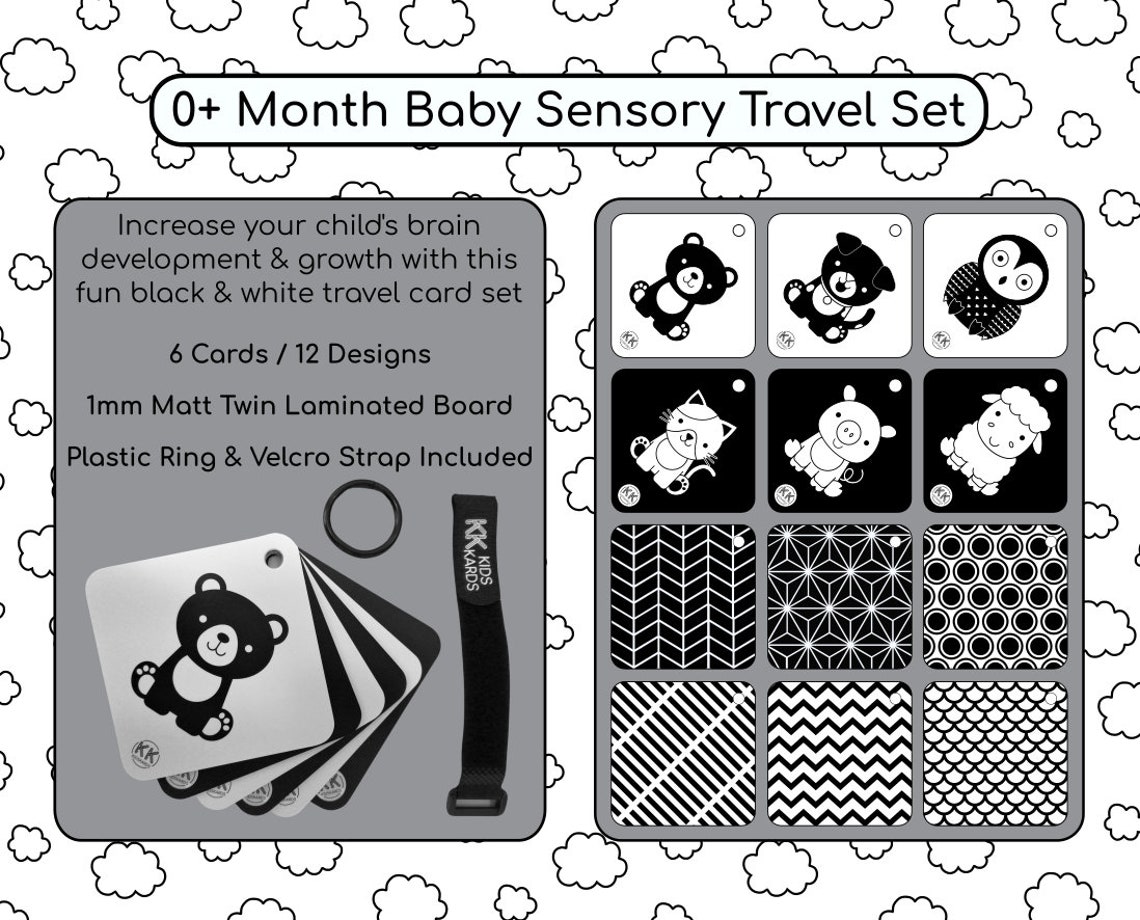 NEW Travel Stroller Ring Black White Baby Sensory Development Flash ...