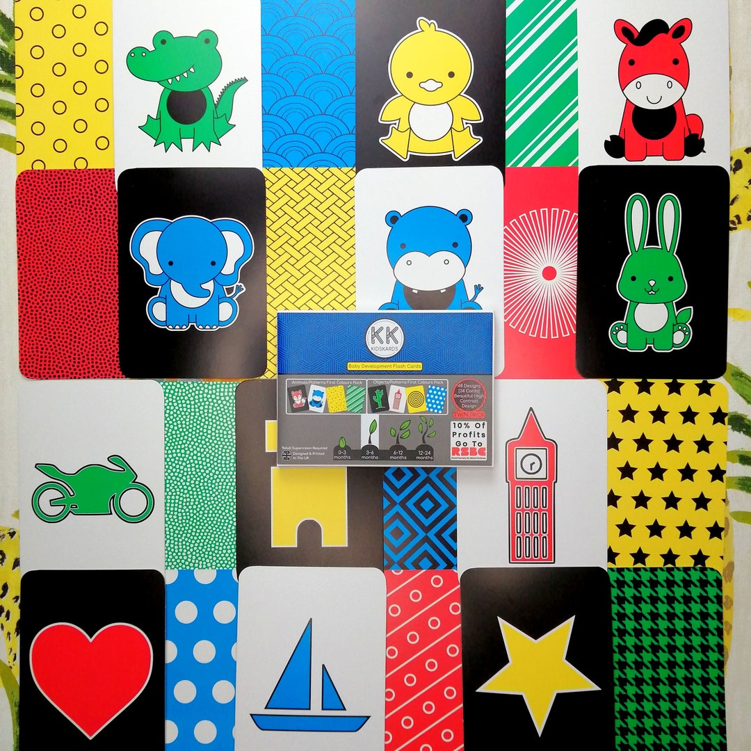 48 Design TWIN PACK Baby Sensory Development Flash Cards High Contrast ...