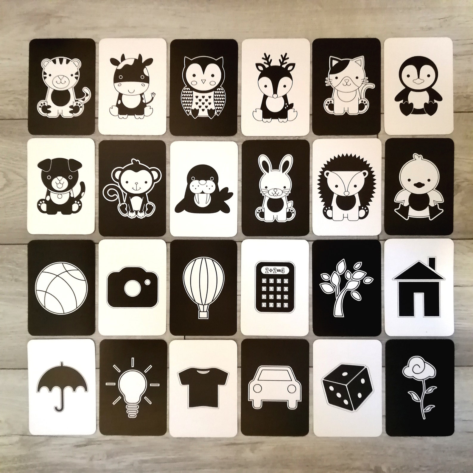 48 Design TWIN PACK Baby Sensory Development Flash Cards High Contrast ...