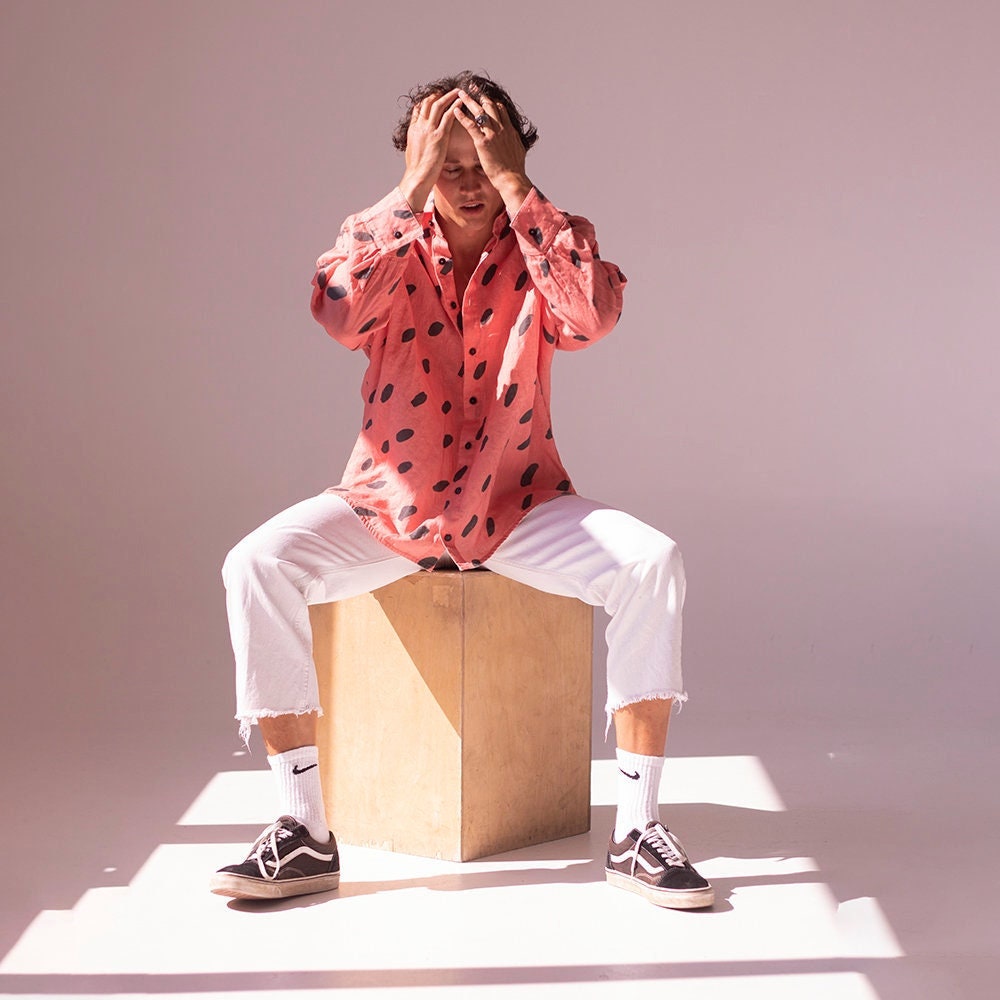 Colorful Linen Shirt for Men With Original Print Loungewear - Etsy