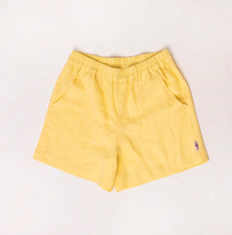 Yellow Linen Shorts for Men Shorts With Pockets Pajama for Men ...